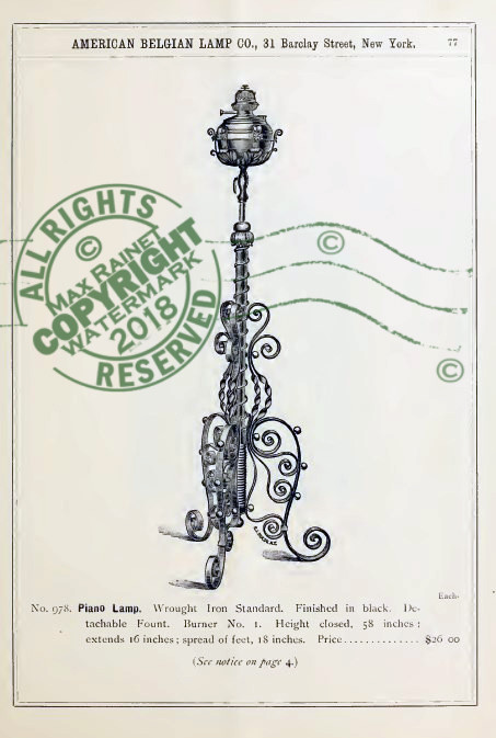 American Belgian Lamp Co (1891) CATALOG decorative oil burner lamps ...