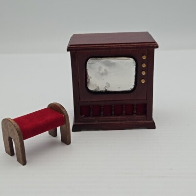 Heidi Ott Dollhouse Miniature 1:12 scale Scale TV Console And Stool | eBay