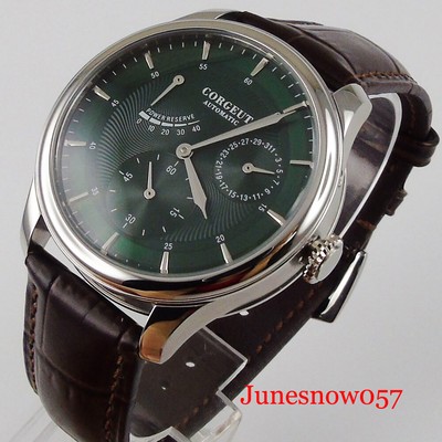 Classic Automatic Men Watch Power Reserve Date Indicator Leather Band ...