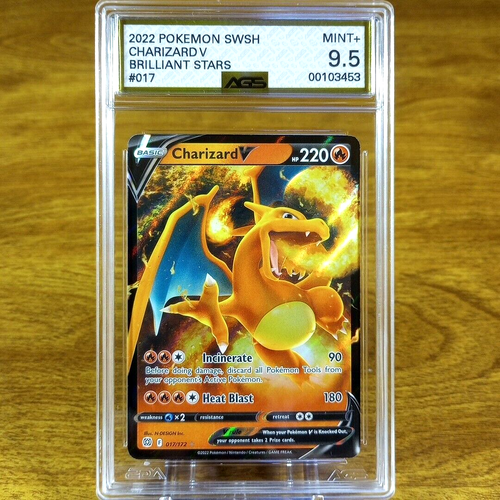 Pokemon SWSH Brilliant Stars Charizard V 017/172 AGS Mint+ 9.5 FA Holo ...
