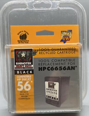 Brand New Rhinotek Heavy Duty BLACK Ink Compatible HP Inkjet 56 ...