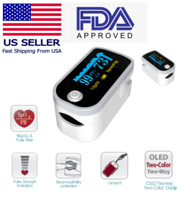 Pulse Oximeter Fingertip OLED Oxygen Saturation SpO₂ Heart Rate Monitor ...