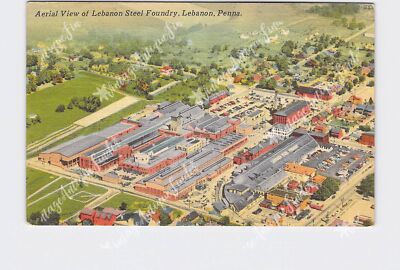 PPC Postcard PA Pennsylvania Lebanon Aerial View Of Steel Foundry Famed ...
