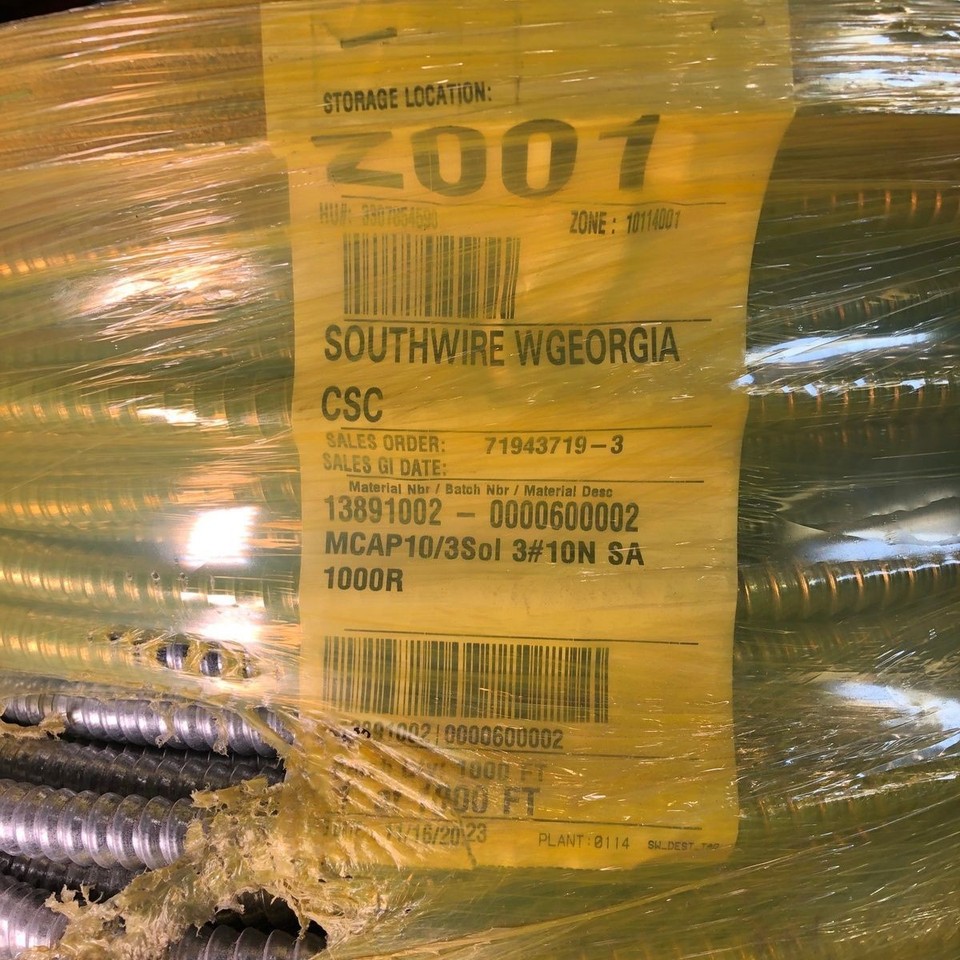 SOUTHWIRE Metal Clad All Purpose Cable MCAP 10/3 Sol 3#10N SA 1000ft ...