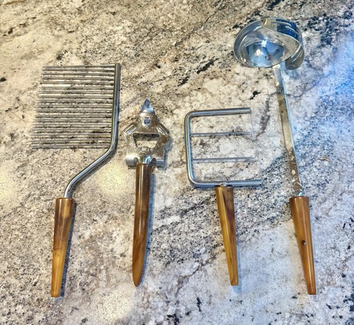 BAKELIGHT TORTOISE SHELL UTENSILS, CHEESE & CAKE SPLITTER, CAN OPEN ...