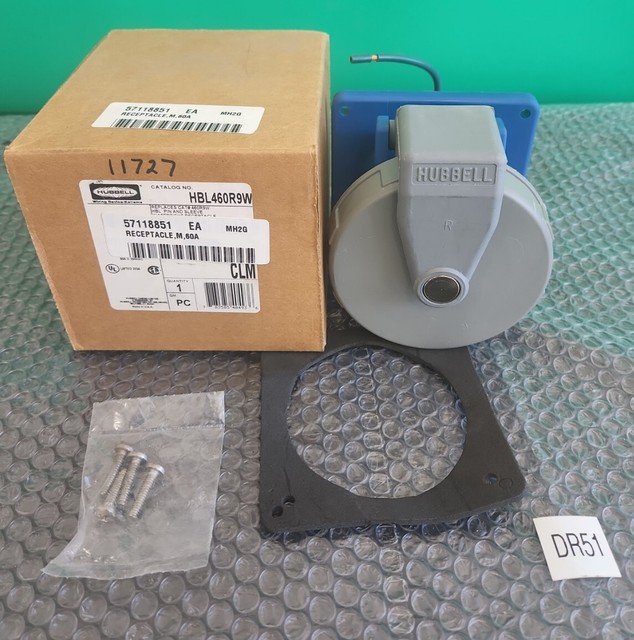 Hubbell 60A 250V 3-Phase IEC Pin and Sleeve Receptacle (HBL460R9W) for ...