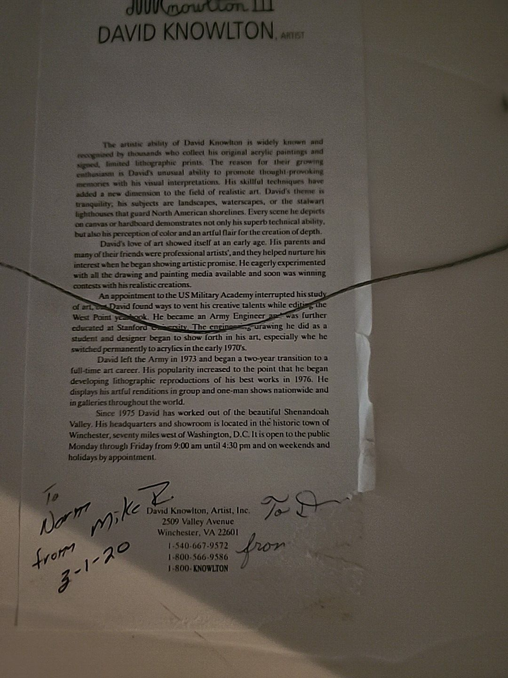 David Knowlton SIGNED & NUMBERED Print Dble Matted Framed Under Glass ...