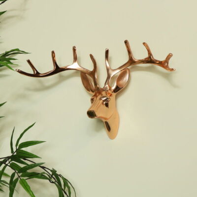 Wall Mounted Copper Stag Head metal wall art decor gift animal quirky ...