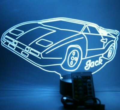 Race Car Night Light Up Lamp LED Sport Racing Personalized Free Engrave ...