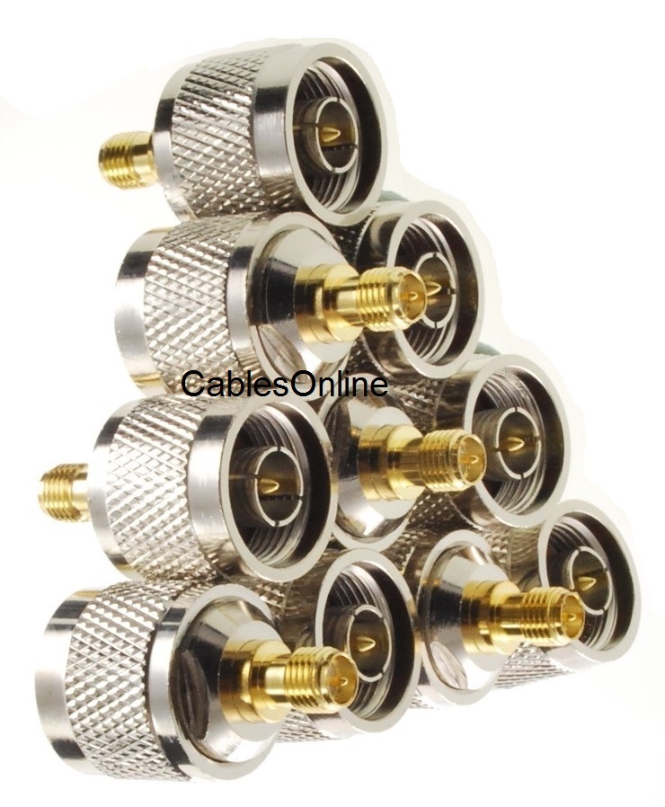 10-Pack N-Type Male to RP-SMA Reverse Polarity Female RF Adapters, RF ...