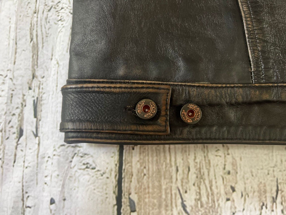 Harley Davidson Men's Digger Button-Up Black Leather Riding Jacket XL ...