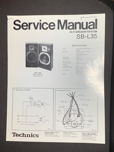 Technics SB-L35 Service Manual Speaker System Photocopy | eBay