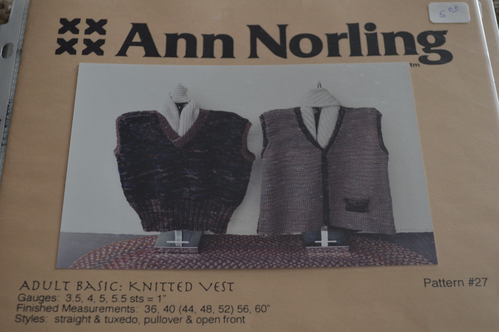 Ann Norling Knitting Pattern Adult Basic Vest 36-60 | eBay