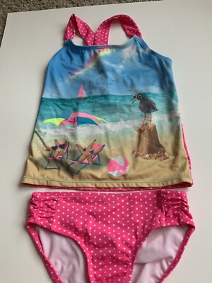 Justice Girls Pink Swim Tankini Polka Dot Size 10 Beach | eBay