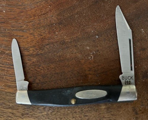 Buck 309 U.S.A. Companion Pocket Knife With Black Saw Cut Delrin Handle ...