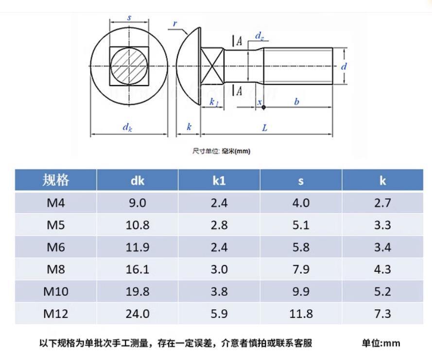 M4 Length=10mm-40mm STAINLESS STEEL A2 CARRIAGE BOLTS /CUP SQUARE COACH ...