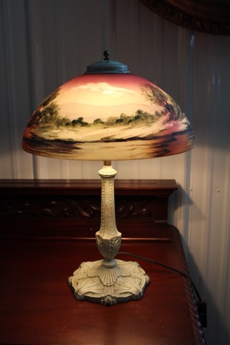 Antique Scenic Observe Painted Art Nouveau Table Lamp Sign Pittsburgh ...