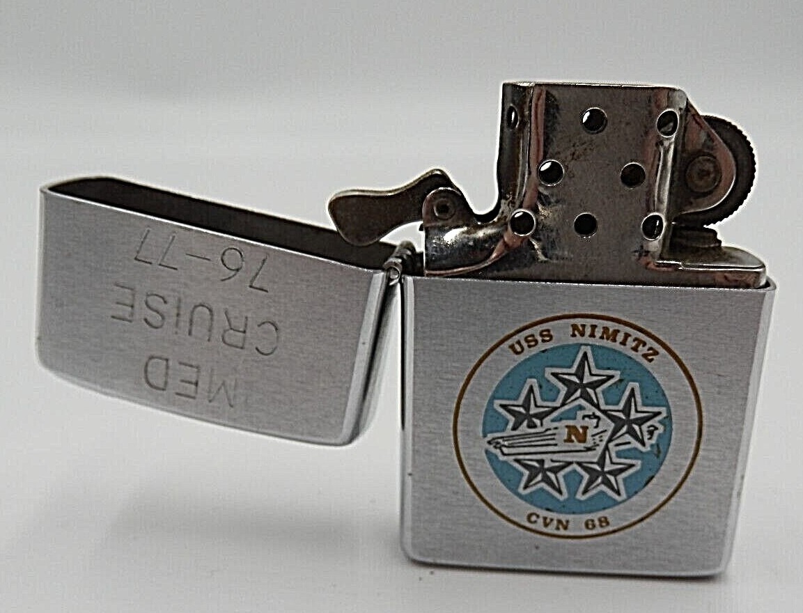 Vintage 1975 Zippo USS Nimitz (CVN 68) MED CRUISE 76-77 US Navy ...