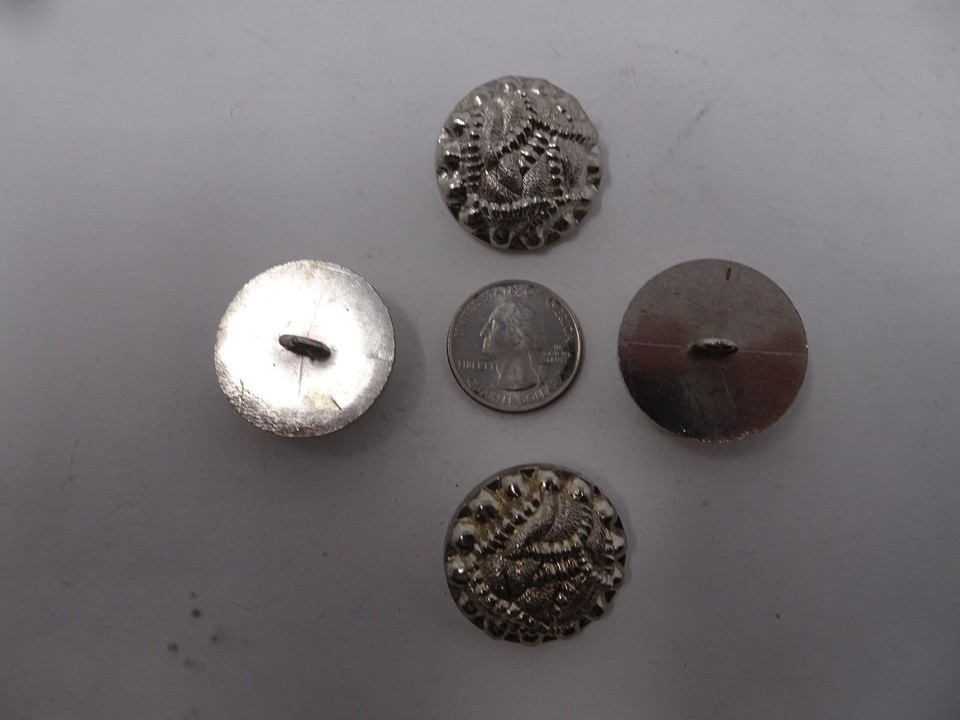 Vintage Shiny Silver Geometric Rounded 3D Shank Buttons 30mm Lot of 6 ...