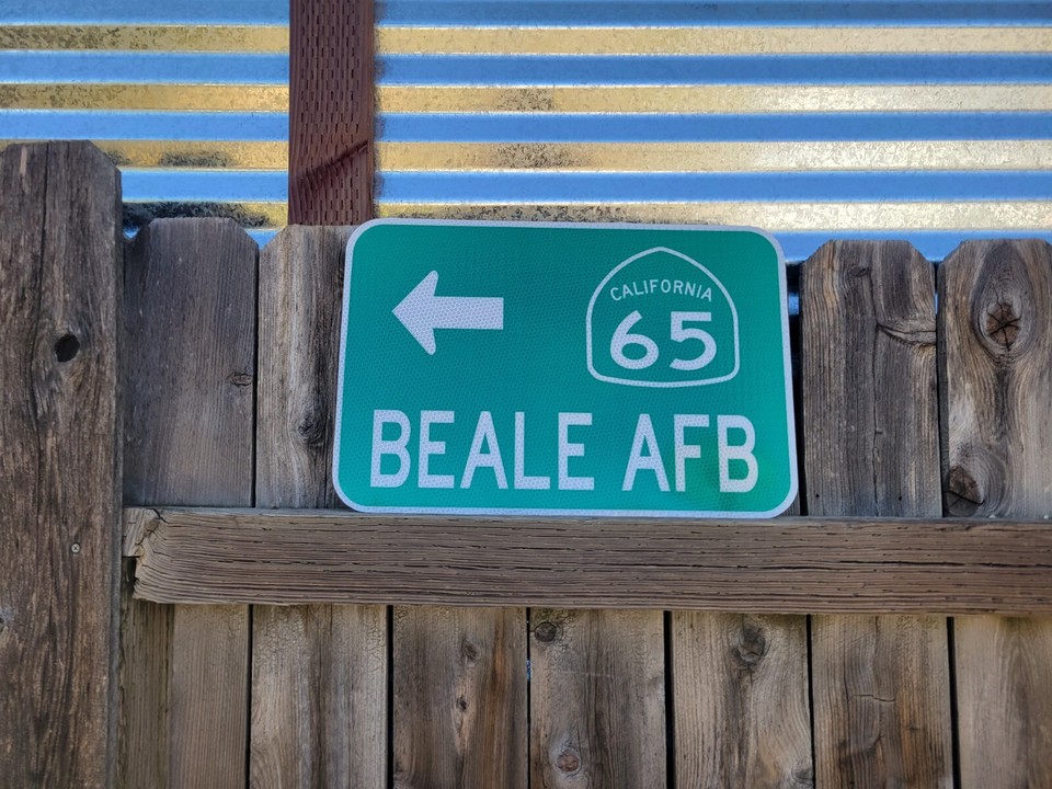 BEALE AFB, California Hwy 65 route road sign 18"x12", Marysville, Air ...
