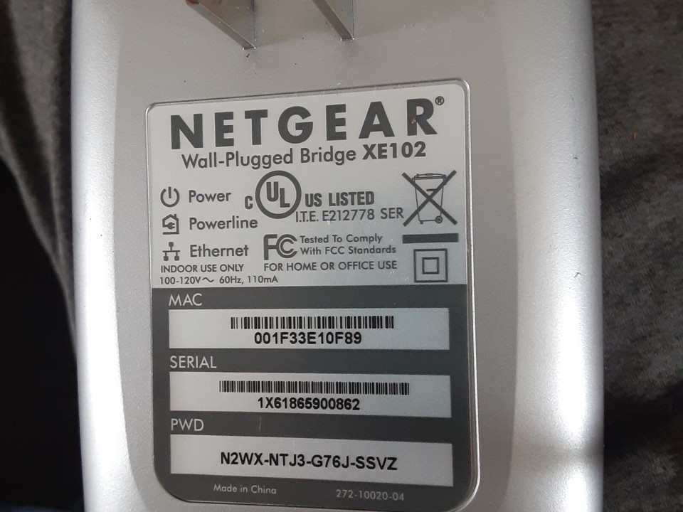 1 Netgear Wall-Plugged Bridge XE102 Ethernet Powerline Adapter | eBay