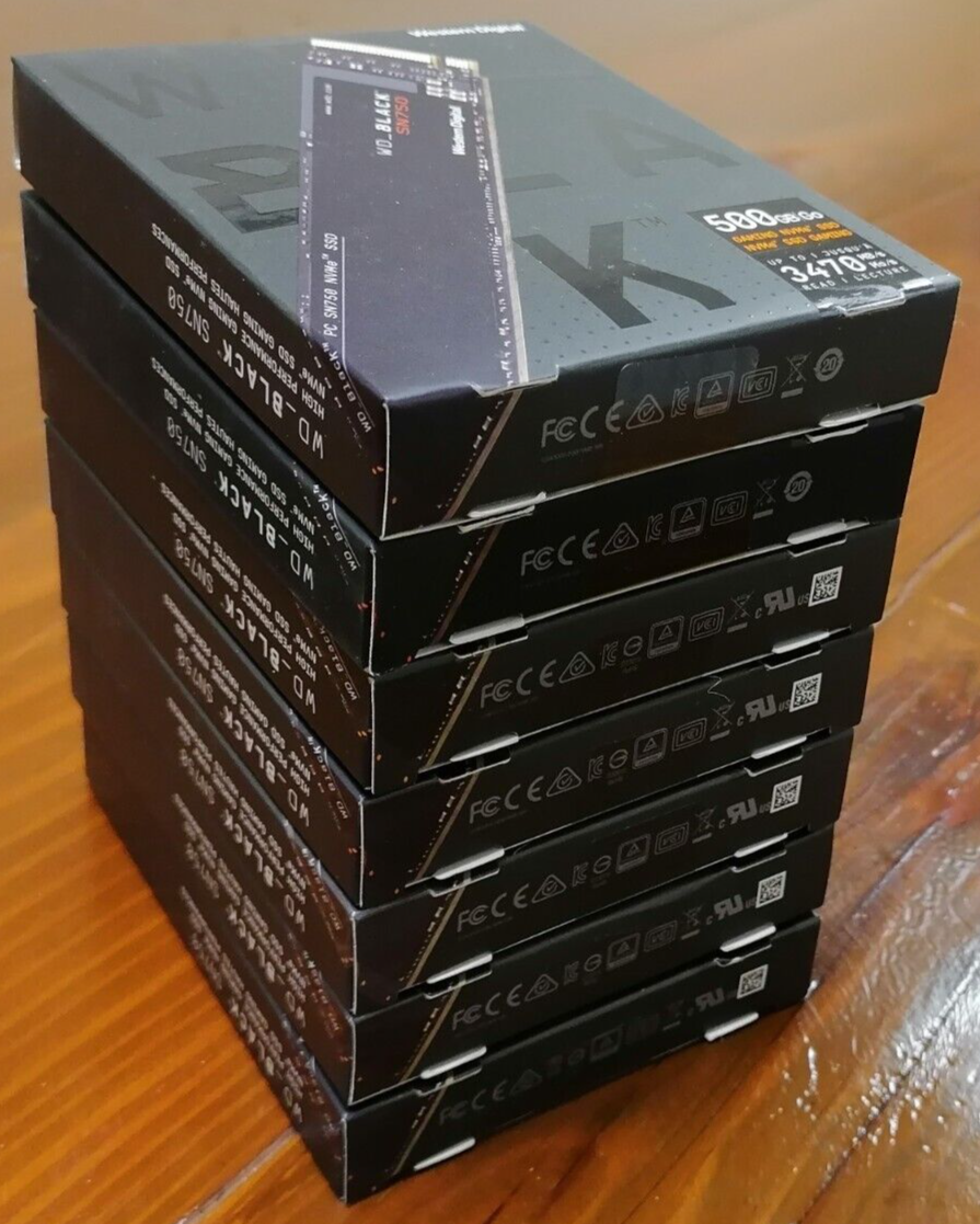 Lot Of 8 BOX ONLY Western Digital Black SN750 NVMe SSD 500 GB Boxes | eBay