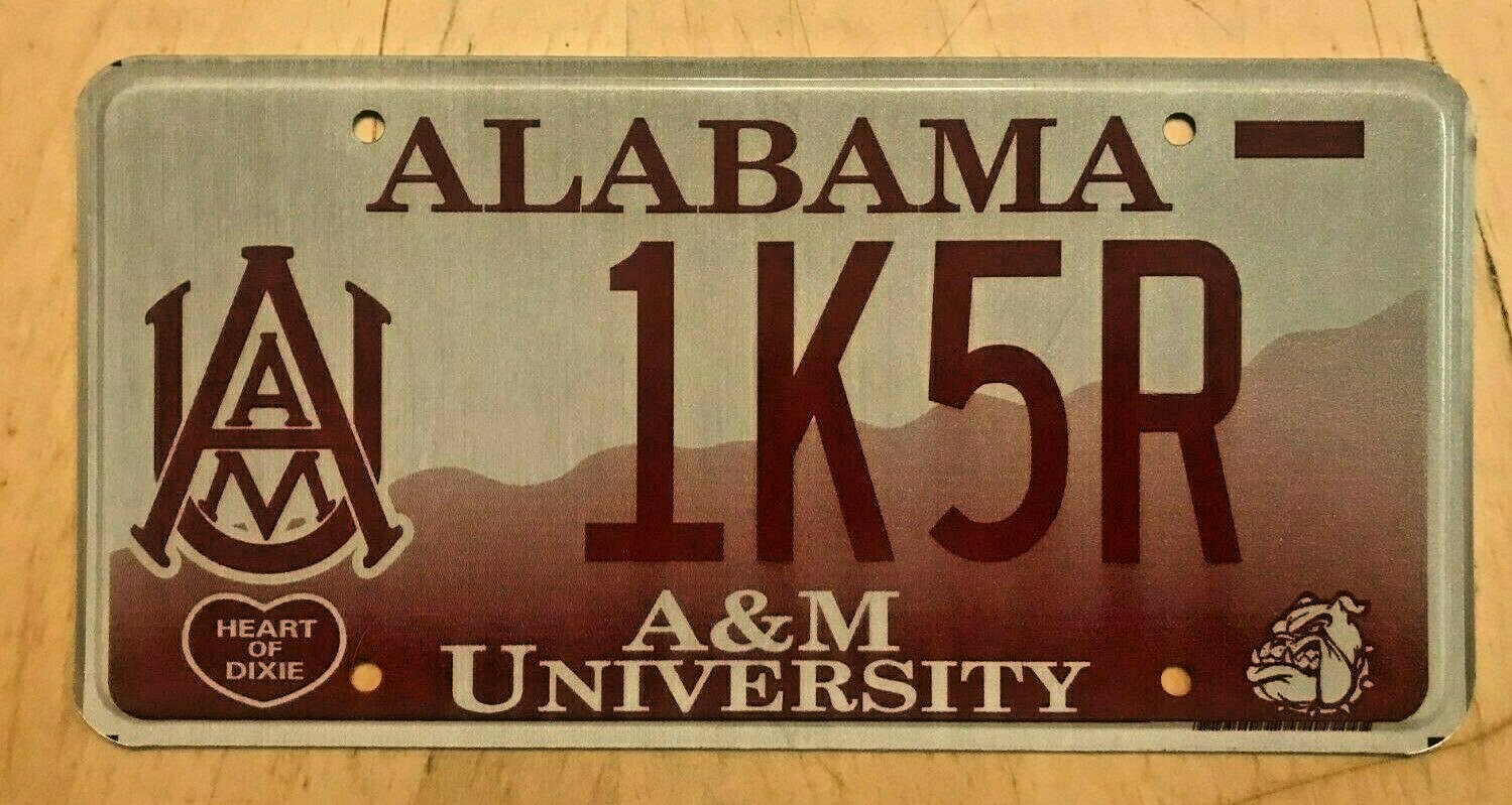 ALABAMA A & M UNIVERSITY COLLEGIATE GRAPHIC AUTO LICENSE PLATE 1K5R ...