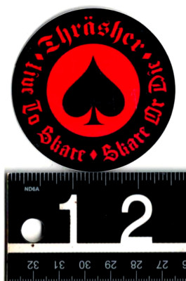 Thrasher Magazine Spade Sticker 2.5 in Round Black/Red Skateboard Decal ...