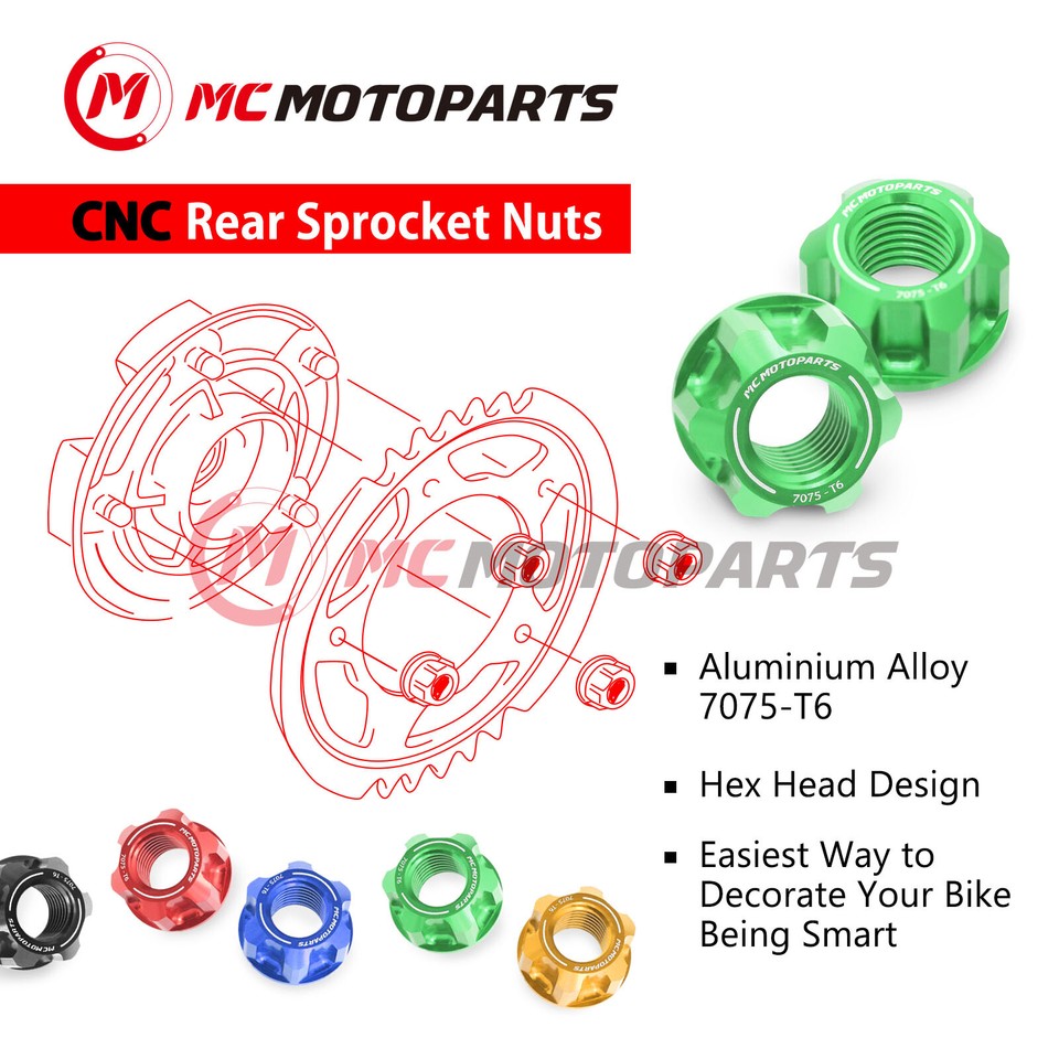 Durable Green Rear Sprocket Nuts For Kawasaki Z1000 SX 11 12 13 14 15 ...