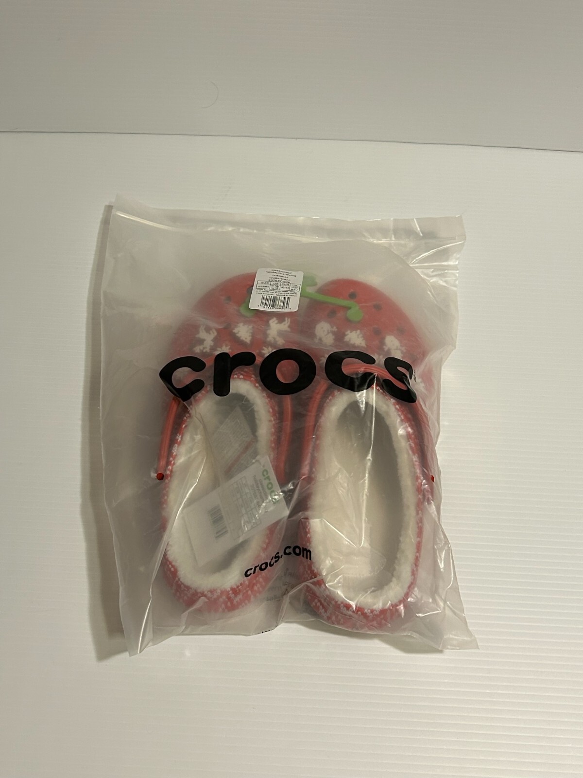 Crocs Unisex Classic Lined Holiday Charm Clog Size M10/W12 Red White ...