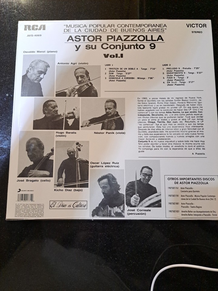 Conjunto 9 Vol 1 by Piazzolla, Astor Lp Vinyl (Record, 2018 ...