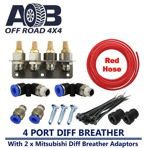 Diff Breather Kit 101-4 point diff gearbox red hose 2x Diff Breather ...