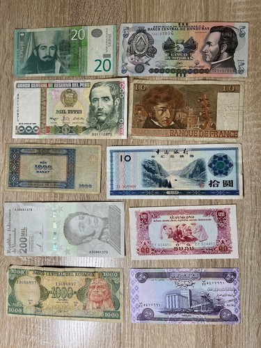 World Paper Money Mix of 10 Diverse Foreign Cash Banknotes Currency ...