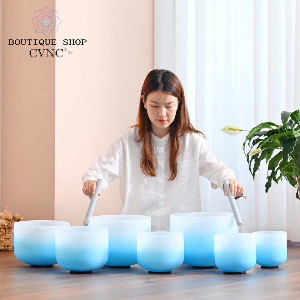 CVNC 432Hz 6-12" 7pcs Aria Gradient Chakra Crystal Singing Bowls Set ...