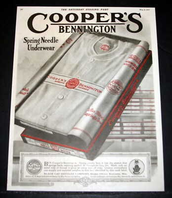1918 OLD WWI MAGAZINE PRINT AD, COOPER'S BENNINGTON, SPRING NEEDLE ...