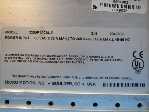 Micro Motion 3300P1A0BUE Integrated Transmitter Controller 3300 85V ...