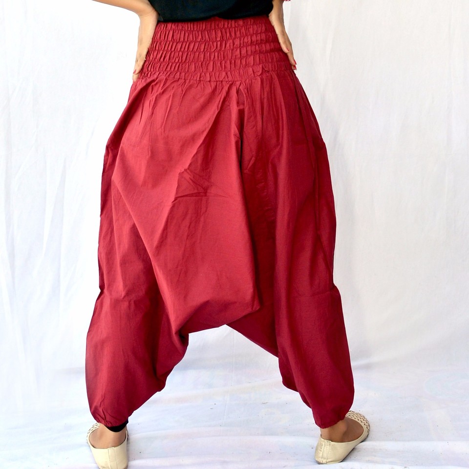 Men & Women Harem Pants Cotton Baggy Yoga Afghani Genie Indian Aladdin ...