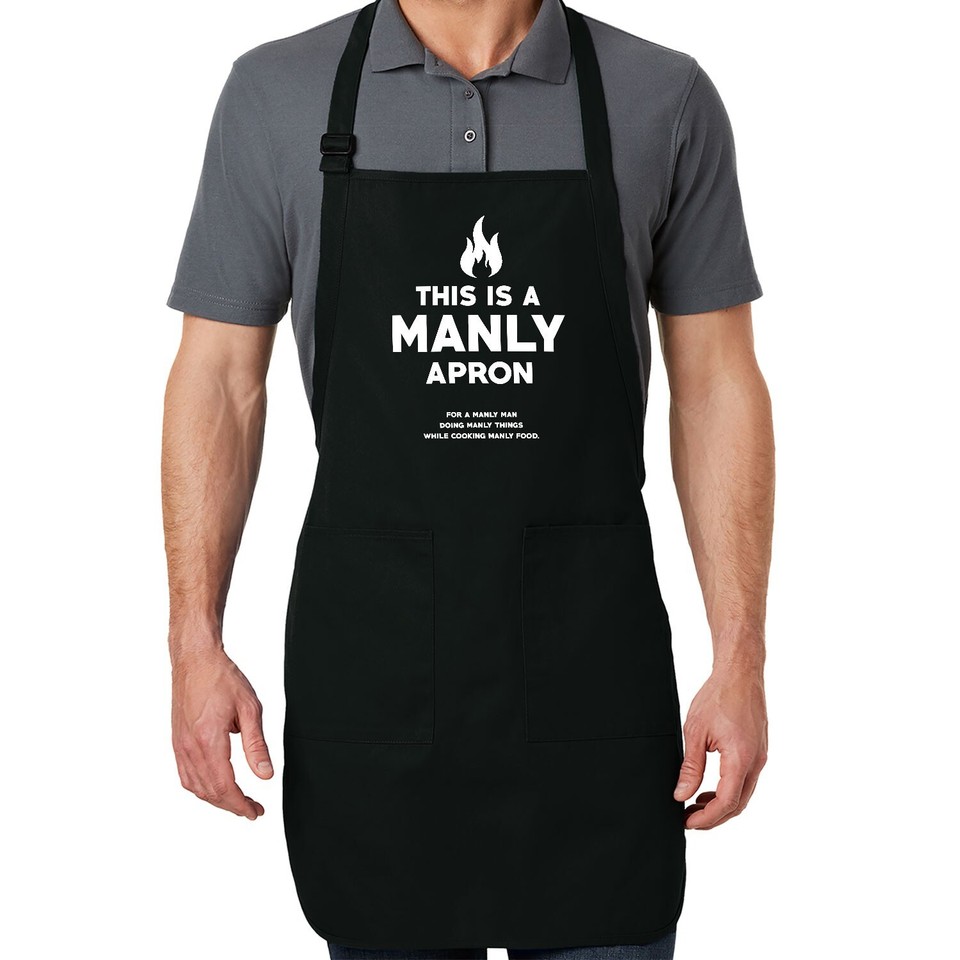 This Is A Manly Apron Husband BBQ Dad Gift Grill Cooking Bib Grilling ...