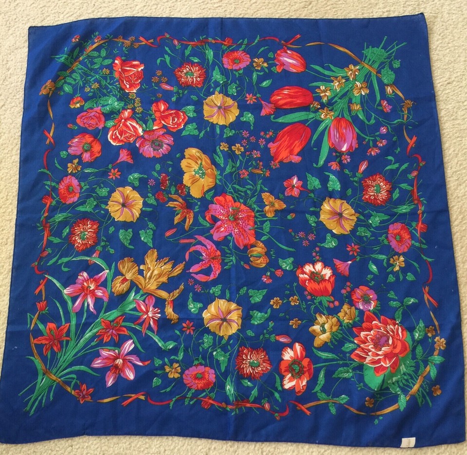 Berkshire Scarf Floral 31” Square blue Made In Italy | eBay