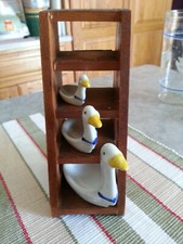 Vintage Avon Set of 4 Goose Measuring Spoons With Wooden Stand Ducks ...
