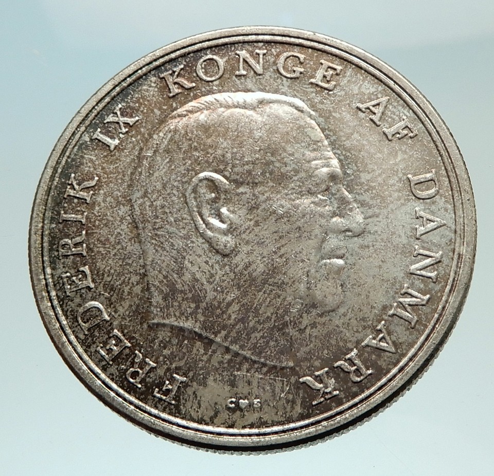 1964 DENMARK King Frederick IX Silver Princess ANNE MARIE WEDDING Coin ...