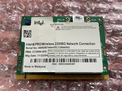 Intel Pro Wireless 2200BG Network Connection Card Laptop P/N C59689-004 ...