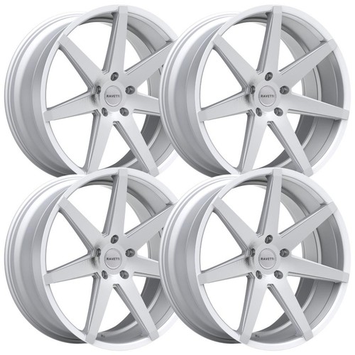(Set-4) Ravetti M7 20x8.5 5x114.3/5x4.5 38mm Silver Brushed Wheels Rims ...