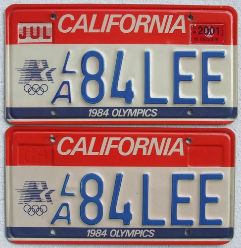 California 1984 LA Olympics License Plate Pair Nice Original | eBay