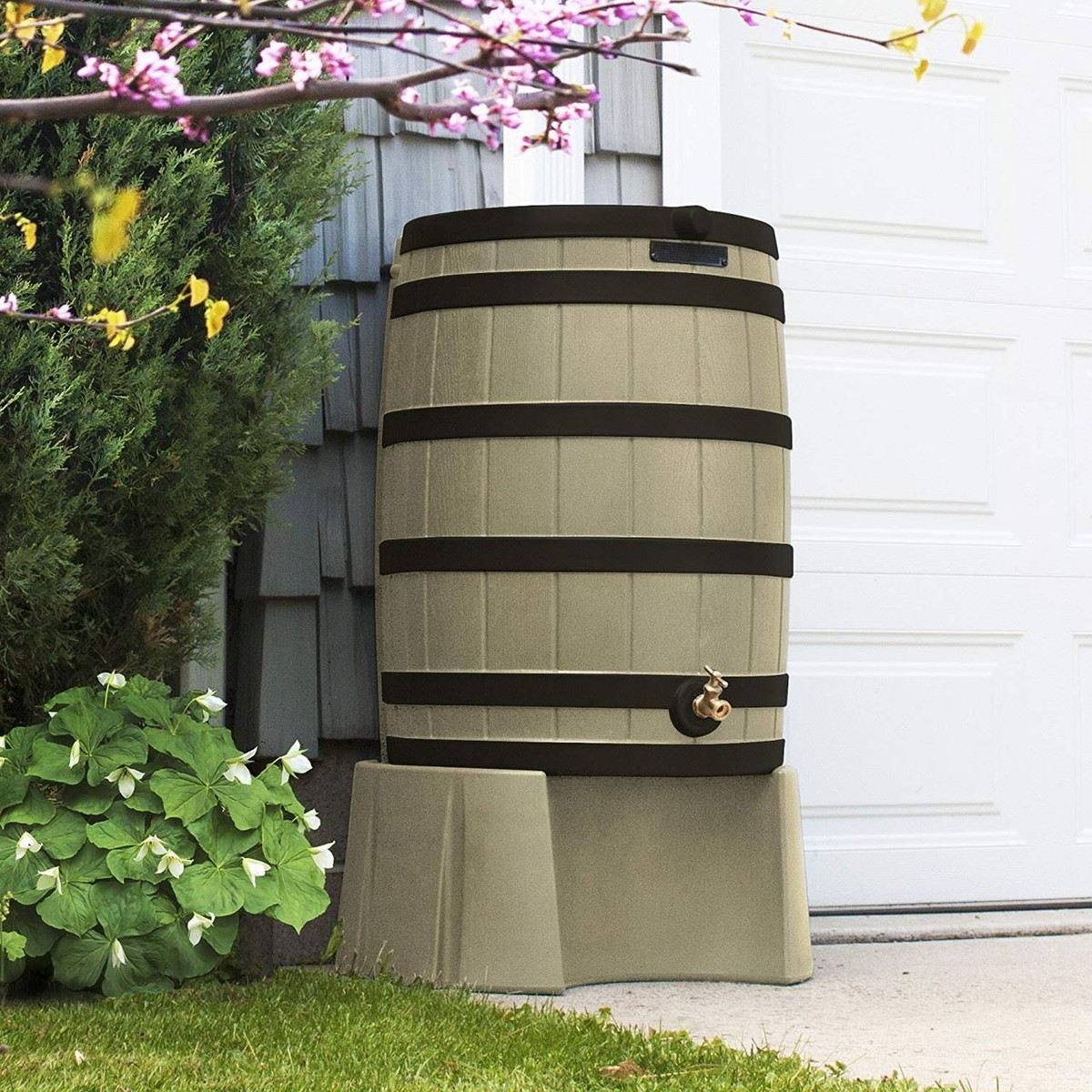 Garden Rain Barrel Stand 350 Litre Water Butt Barrel Stand Oak