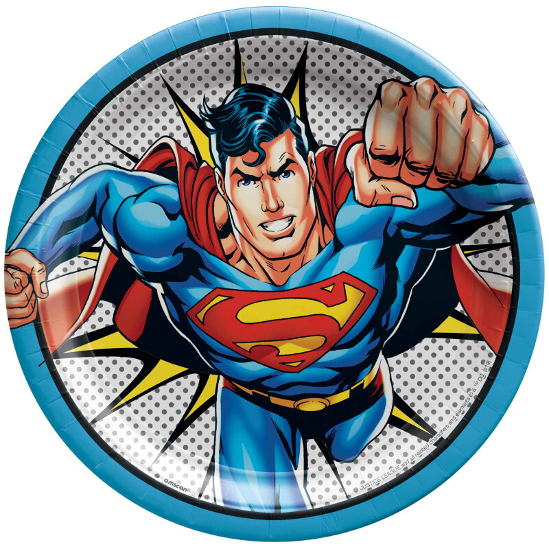 Superman Party Plates 8pk 23cm - Superman Justice League Heroes Party ...