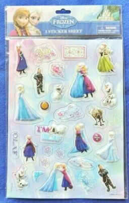 Frozen Anna & Elsa 28pc 3-D Stickers Disney Olaf Snow Queen Snowflakes ...
