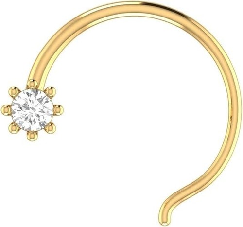 0.04 Cttw Natural Diamond G-H /I1 Solitaire Stud Nose Pin Women 14K ...