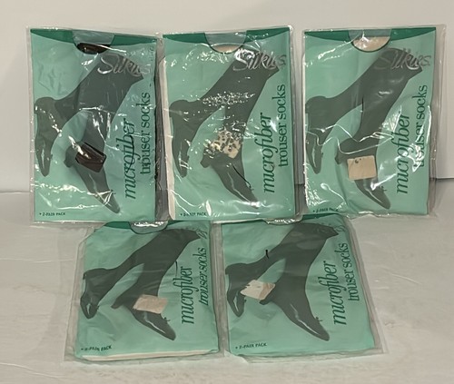 Lot 5 Silkies 911423 Queen 1 Dark Brown/Cream Microfiber Trouser Socks ...