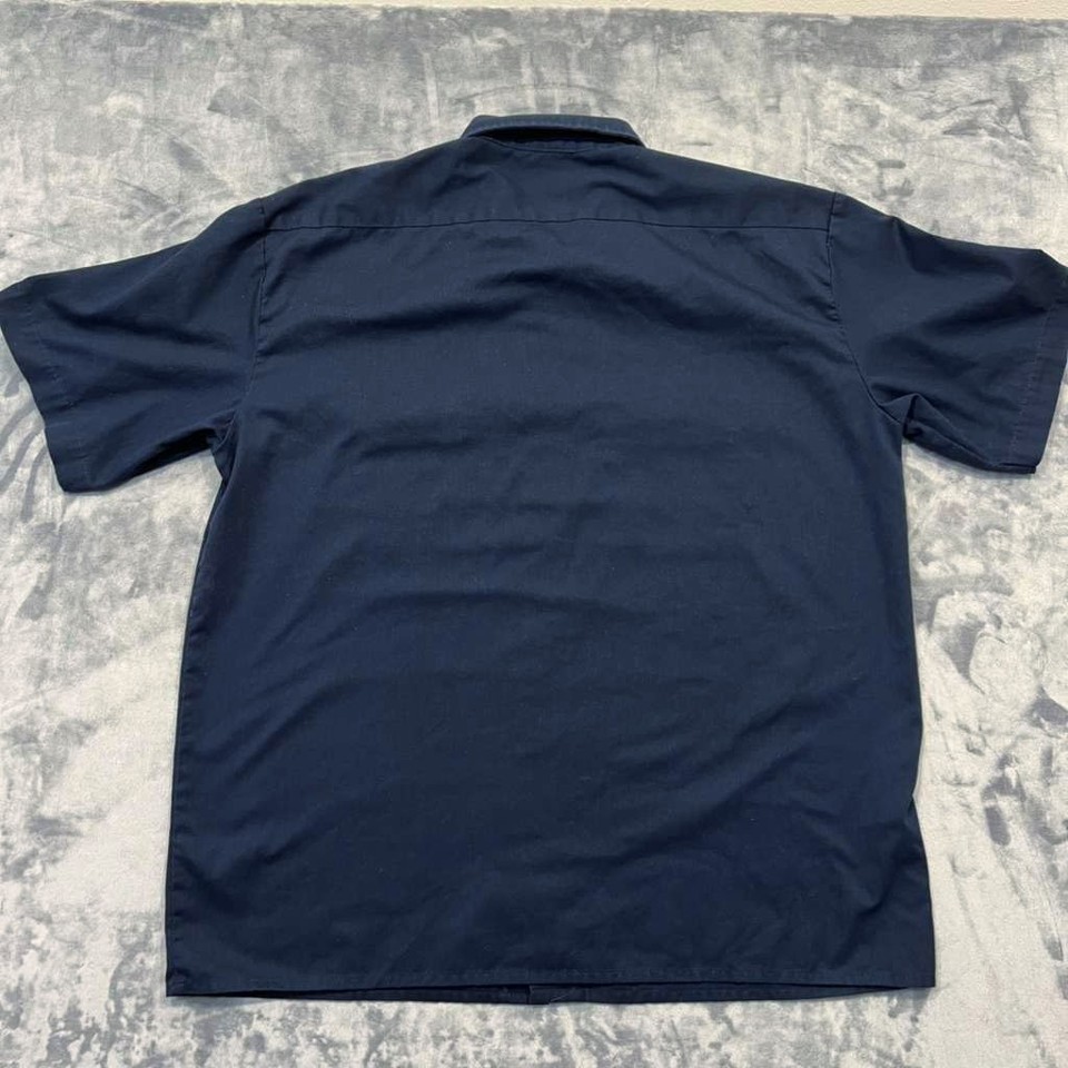 Dickies Flex Mens XL Navy Blue Short Sleeve Work Shirt Button Up Chest ...